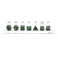 China Natural Ruby Zoisite Gemstone Polyhedral Dice Set - Hand Carved DND Dice with Golden Paint Engraved Numbers for sale