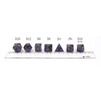 China Natural Purple Cat's Eye Stone Polyhedral Dice Set - Hand Carved DND Dice with Golden Paint Engraved Numbers for sale