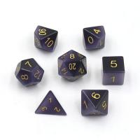 China Natural Purple Cat's Eye Stone Polyhedral Dice Set - Hand Carved DND Dice with Golden Paint Engraved Numbers for sale