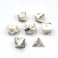 China Natural Howlite Gemstone Polyhedral Dice Set - Hand Carved DND Dice with Golden Ink Engraved Numbers for sale