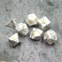 China Natural Howlite Gemstone Polyhedral Dice Set - Hand Carved DND Dice with Golden Ink Engraved Numbers for sale