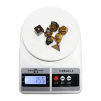China Natural Tiger's Eye Gemstone Polyhedral Dice Set - Hand Carved DND Dice with Golden Ink Engraved Numbers for sale
