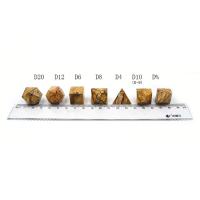 China Natural Picture Jasper Gemstone Polyhedral Dice Set - Hand Carved DND Dice with Golden Ink Engraved Numbers for sale