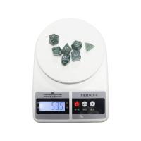 China Natural Moss Agate Gemstone Polyhedral Dice Set - Hand Carved DND Dice with Silver Ink Engraved Numbers for sale