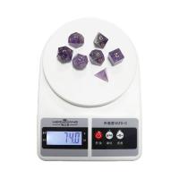 China Natural Amethyst Gemstone Polyhedral Dice Set - Hand Carved DND Dice with Golden Ink Engraved Numbers for sale
