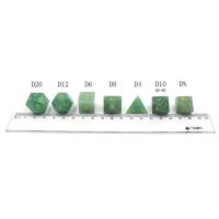 China Natural Green Aventurine Gemstone Polyhedral Dice Set - Hand Carved DND Dice with Golden Ink Engraved Numbers for sale