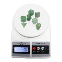 China Natural Green Aventurine Gemstone Polyhedral Dice Set - Hand Carved DND Dice with Golden Ink Engraved Numbers for sale