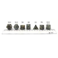 China Natural Labradorite Gemstone Polyhedral Dice Set - Hand Carved DND Dice with Golden Ink Engraved Numbers for sale