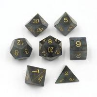 China Natural Labradorite Gemstone Polyhedral Dice Set - Hand Carved DND Dice with Golden Ink Engraved Numbers for sale