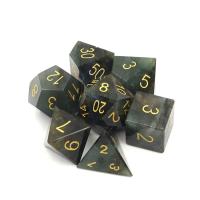China Natural Labradorite Gemstone Polyhedral Dice Set - Hand Carved DND Dice with Golden Ink Engraved Numbers for sale
