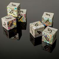 China Archaize Dice Set with Antique Gold Finish and Black Inscriptions Featuring Engraved Numbers and Ancient Archaic Design for Tabletop RPGs for sale