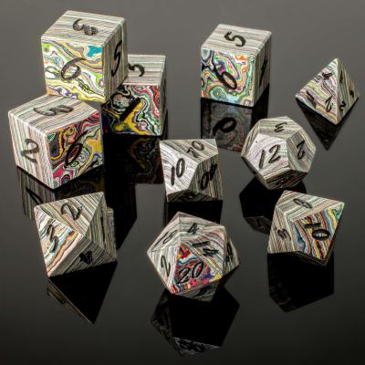 China Archaize Dice Set with Antique Gold Finish and Black Inscriptions Featuring Engraved Numbers and Ancient Archaic Design for Tabletop RPGs for sale