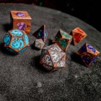 China Archaize Dice Set with Engraved Numbers Vintage Look Antique Gold Black Inscriptions and High Durability for Tabletop RPGs for sale