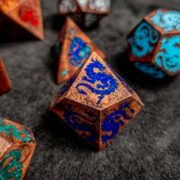 China Archaize Dice Set with Engraved Numbers Vintage Look Antique Gold Black Inscriptions and High Durability for Tabletop RPGs for sale