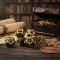 China Lightweight Archaize Dice with Engraved Numbers and Antique Gold Finish for Tabletop RPGs for sale