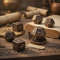 China Archaize Dice with Antique Gold and Black Inscriptions, Engraved Numbers for Vintage Look, High Durability for Tabletop RPGs for sale