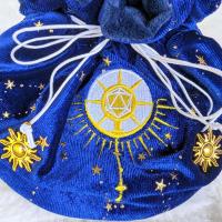 China Embroidered Logo Dice Bag Holds Up To 50 Standard Dice Lightweight And Compact Gaming Dice Container for sale