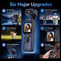 China Touch Screen 4K Pocket Camera WiFi Multi Function 270° Face Tracking Pocket Action Camera for sale