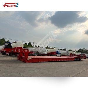 China Factory Price 4 Line 8 Axles 40-80 Ton Lowboy Trailer Heavy Duty Equipment Transport Extendable Lowbed Semi Trailer for Sale for sale