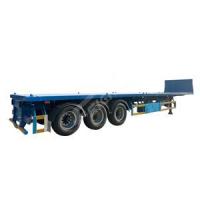 China 3 Axle Load 40 Tons Flat Bed Truck Semi Trailer Blue Color Container Cargo Equipment Transport Support Customization Flatbed Semi Trailer for sale