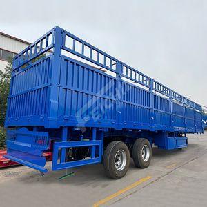 China Hot Sale 2 Axles 50 Tons Fence Truck Semi-Trailer Carrying Livestock Animal Fence Trailer Truck Barn Transport Railing Semi-Trailer for sale