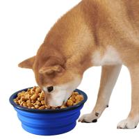 China Outdoor Portable TPE Folding Dog Bowl Foldable Pet Drinking Water Bowl Hanging for sale