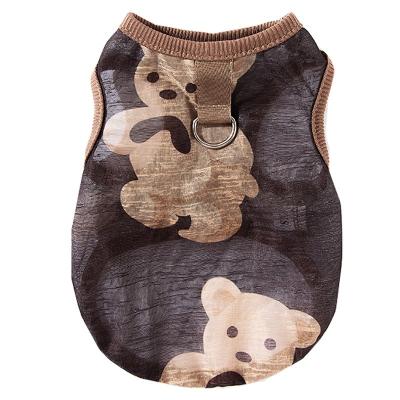 China Adjustable Size Vintage Print Puppies Wearing Clothes With Microfiber Breathable Fabric for sale