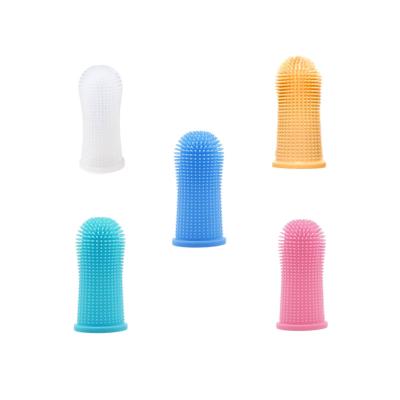 China Biodegradable Pet Fiber Deodorizing Silicone Brushing Finger Toothbrush Deep Cleaning for sale
