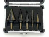 China 5pcs Cobalt Step Drill Bit Set with 50 Sizes and Aluminum Case for Professional Locksmith Tools for sale