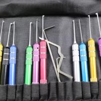 China 13-Piece Colorful Lockpicking Tool Set with Transparent Padlock Extractor for Professional Locksmiths for sale