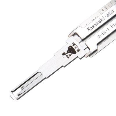 China Locksmith Supplies Lishi 2 In1 Kawasaki-2021 Lock Pick Tool Motorcycle Lock Cylinder Open Reader Key Decoder for Kawasaki for sale