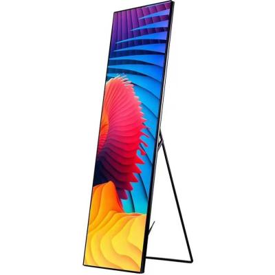China Floor Standing IP40 Mirror LED Screen P2.5 HD Video Advertising Poster Display 1920x1080 for sale