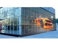 China Full Color Transparent LED Screen Glass Window Display P3.9x7.8mm Pixel Pitch 6000cd Brightness for sale