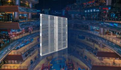 China P3.9-7.8 LED Transparent Advertising Screen 65% Transparency CE ROHS FCC Certified for Shopping Centers for sale