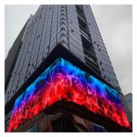 China Outdoor LED Film Screen Display IP66 Waterproof Advertising Wall Panel 90 Degree Corner for sale