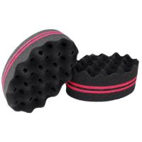 China Wave Shaped Afro Sponge Brush OEM Barber Hair Brush Sponge Customized for sale