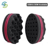 China Wave Shaped Afro Sponge Brush OEM Barber Hair Brush Sponge Customized for sale