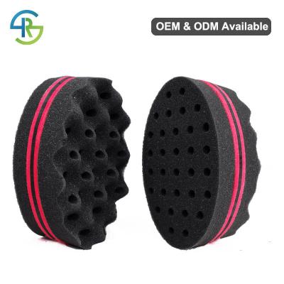 China Wave Shaped Afro Sponge Brush OEM Barber Hair Brush Sponge Customized for sale