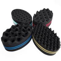 China Oval Two Sided Hair Sponge ODM Barber Curl Sponge PU + EVA Material for sale