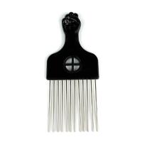 China Black Steel Metal Hair Picks OEM Metal Afro Comb For Curly Hair for sale