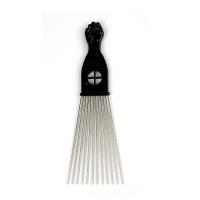 China Black Steel Metal Hair Picks OEM Metal Afro Comb For Curly Hair for sale