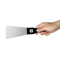 China Black Steel Metal Hair Picks OEM Metal Afro Comb For Curly Hair for sale