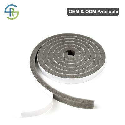 China Customizable PU Foam Insulation Strips High Density Weatherstripping Tape Grey & White for sale