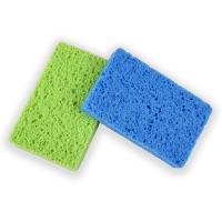China Green Blue Cellulose Wood Pulp Sponge ODM Eco Dishwashing Sponge for sale
