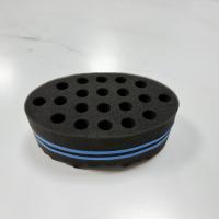 China Blue EVA Curl Sponge Brush Oval Hair Twist Sponge with White Card Packaging Small Wave Flat Holes for sale