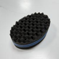 China Blue EVA Curl Sponge Brush Oval Hair Twist Sponge with White Card Packaging Small Wave Flat Holes for sale