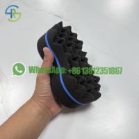 China USA Market Large Blue Afro Texture Sponge – EVA Coil Hair Styling Tool for Professional Barbers for sale