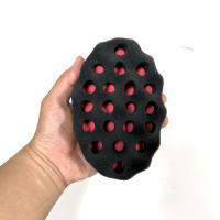 China Double-Sided Afro Coil Sponge Brush | Yellow & Red EVA Twist and Wave Styling Tool for sale