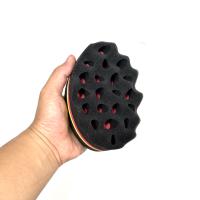 China Double-Sided Afro Coil Sponge Brush | Yellow & Red EVA Twist and Wave Styling Tool for sale
