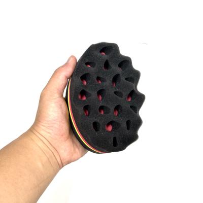 China Double-Sided Afro Coil Sponge Brush | Yellow & Red EVA Twist and Wave Styling Tool for sale